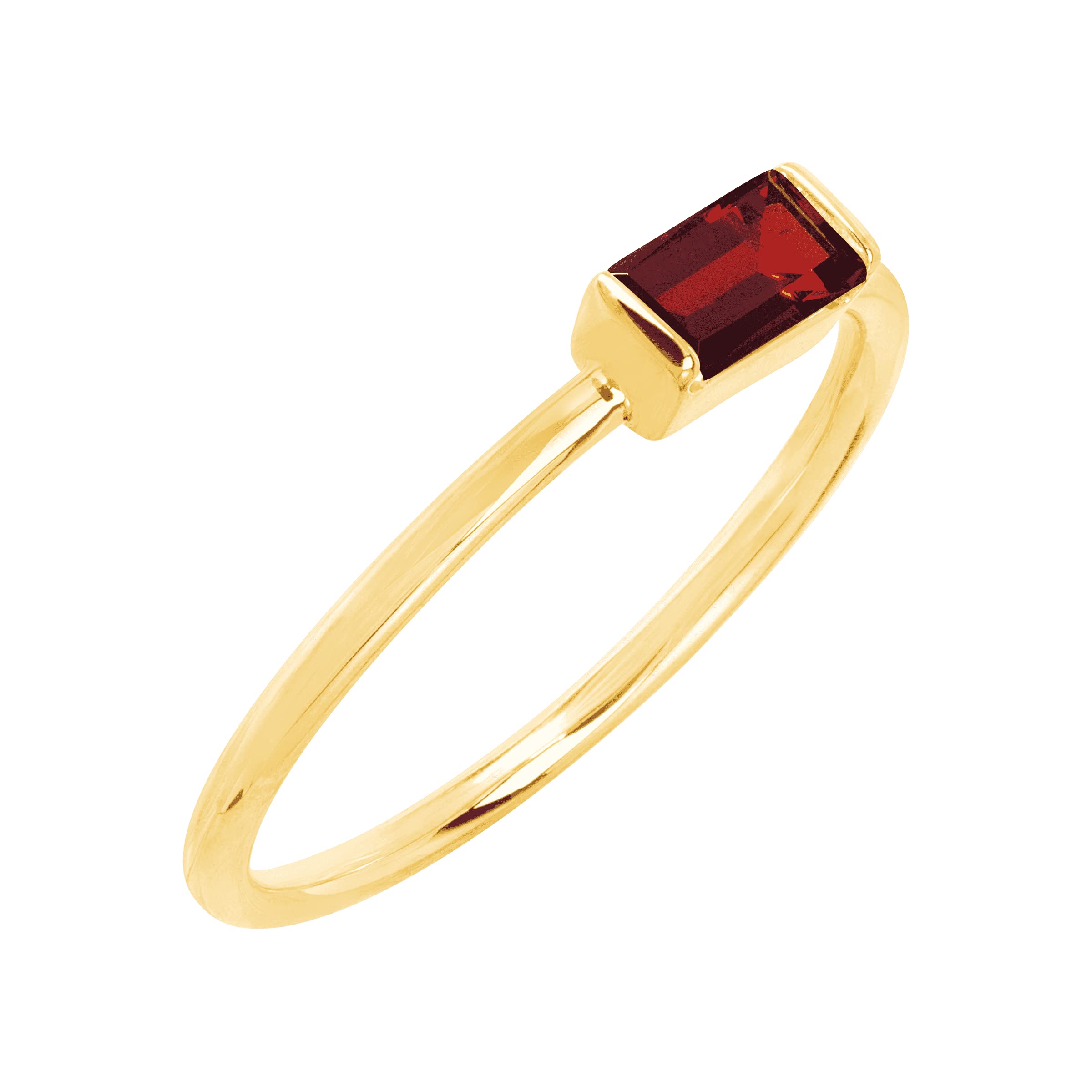 Finecraft Baguette-Cut Natural Garnet January Birthstone Ring in 1K Gold, Size 6, Size 6