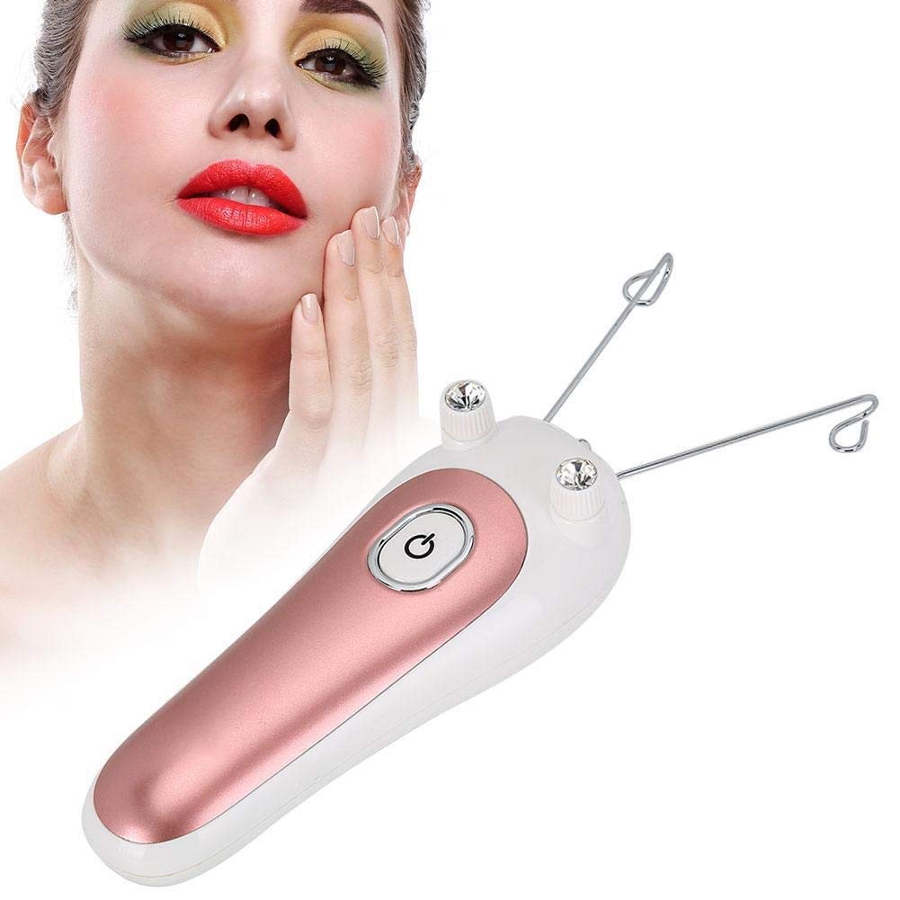 Enrilior Face Threader Epilator Physical Threading,Electric Hair Remover for Face Arm Leg Use(Pink)