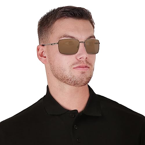 Oakley Men's OO4075 Square Wire Rectangular Sunglasses, Gunmetal/Tungsten Iridium Polarized, 60 mm