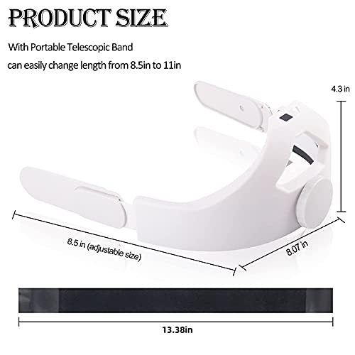 Head Strap for Oculus Quest 2 VR Headset, Gusing Replacement Elite Strap Headset Adjustable Head Band Reduce Head Pressure with Portable Telescopic Band, Soft Comfort Head Cushion, White