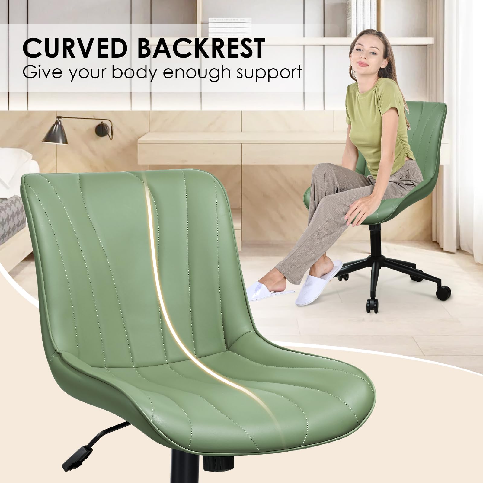 naspaluro Modern Office Chair Olive Green