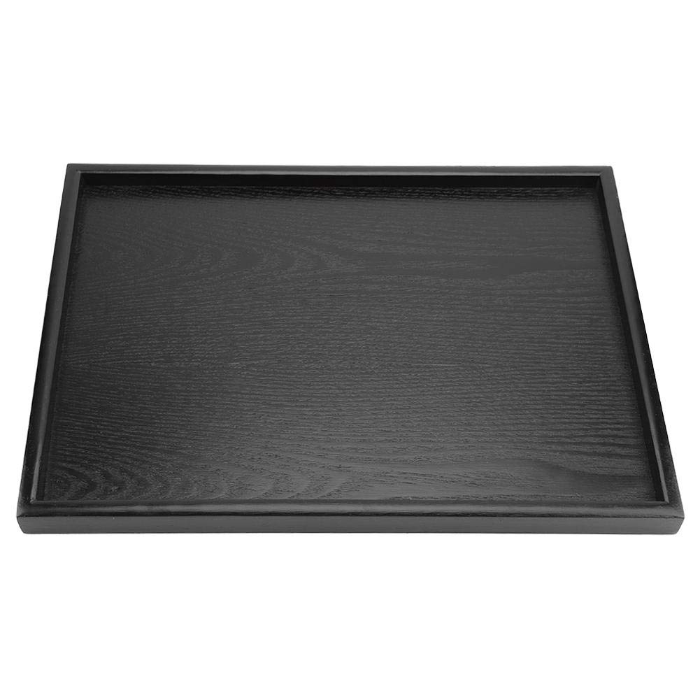 Fdit Rectangle Shape Solid Wood Tea Coffee Snack Food Meals Serving Tray Plate Home Hotel Restaurant Trays(36 x 27cm)