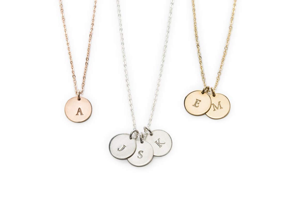 Endless Story 9mm Personalized Dainty Disk Necklace,Custom Initial Necklace,Mothers Necklace, Jewelry Gift for Her (Sterling Silver)