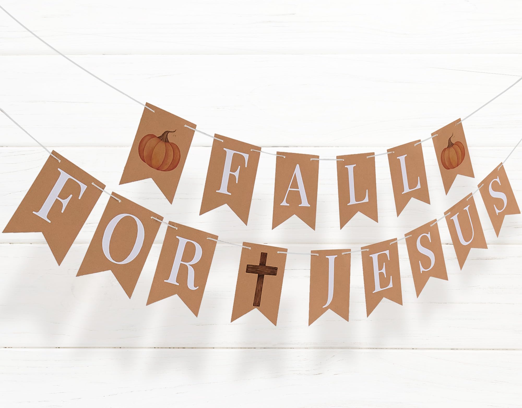 Funnytree Fall for Jesus Decor Props Kit - a 5.9 x 3.6 FT Backdrop/Cards/Ribbon - Party Supply Set for Photo Booth Background