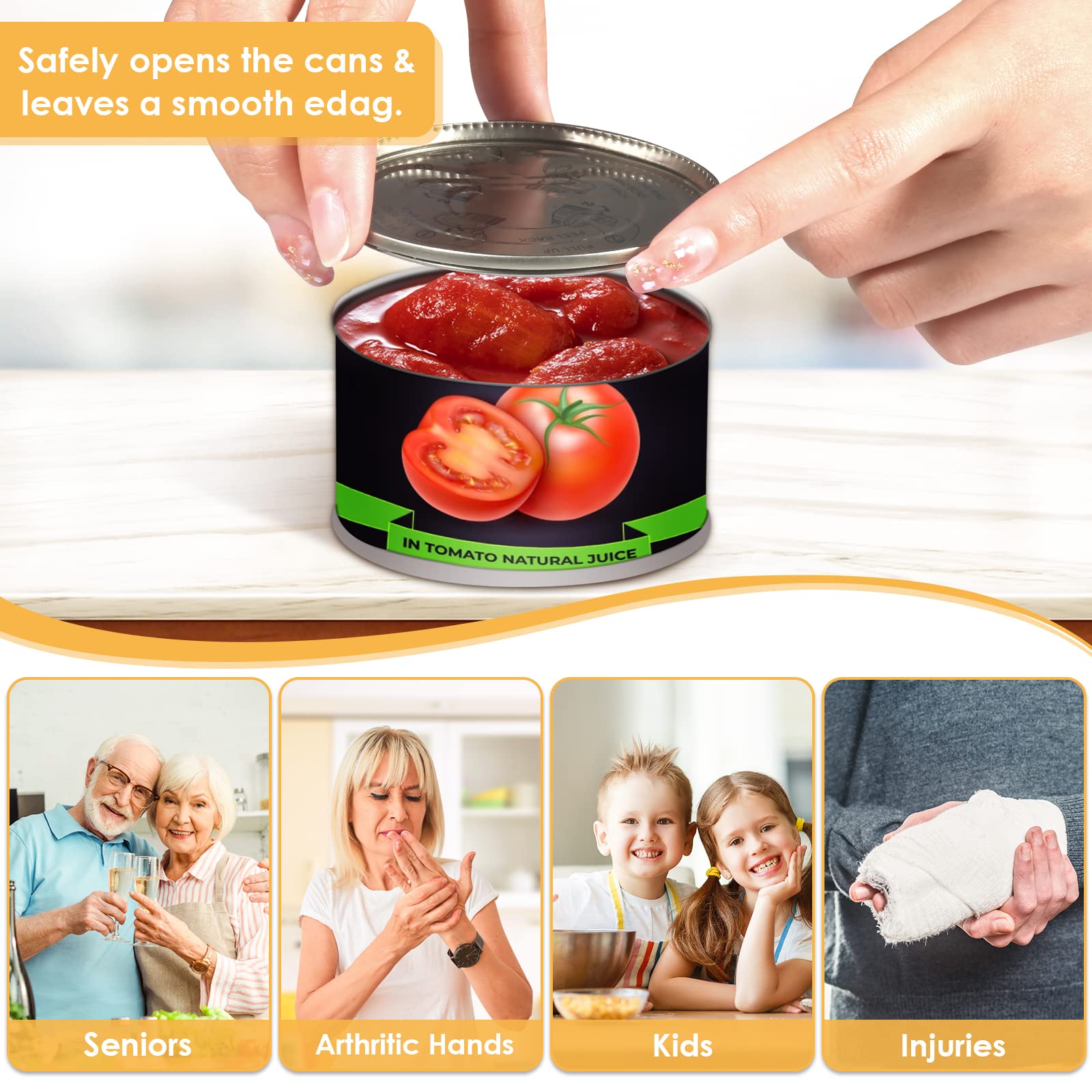 FlyBanboo Electric Can Opener, Can Opener Smooth Edge,Stainless Steel a Simple Push Automatic Electric Can,Best Kitchen Gadget for Arthritis