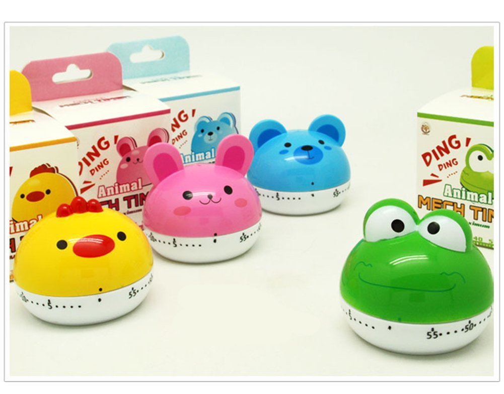 Golandstar Cute Cartoon Animal Timers Mini 55 Minutes Mechanical Kitchen Cooking Timer Clock Loud Alarm Counters (Green Frog)
