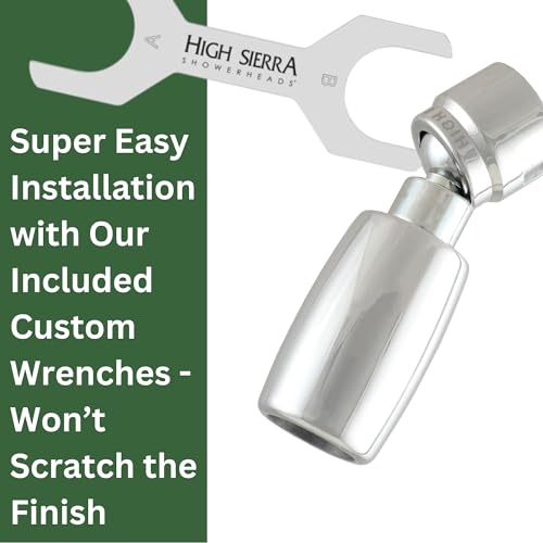 High Sierra Showerheads® - Solid Metal 1.5 GPM High Efficiency, Low-Flow Shower Head with Long Nut - Brushed Nickel