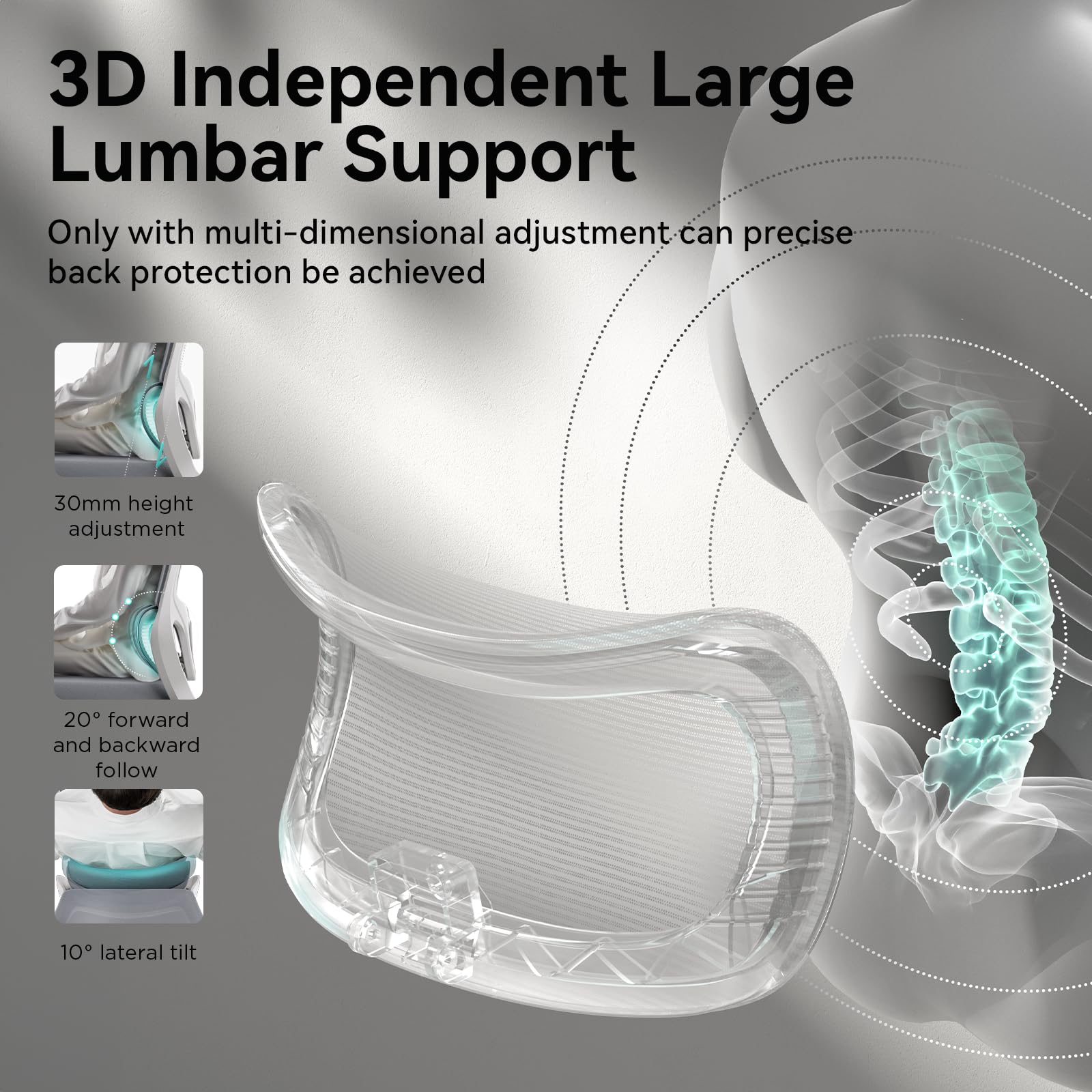 Hbada P2 Ergonomic Office Chair with 3D Lumbar Support, Big and Tall Mesh Chairs with Adjustable 3D Arms, Headrest & Comfortable Seat, Home Office Desk Chair, White