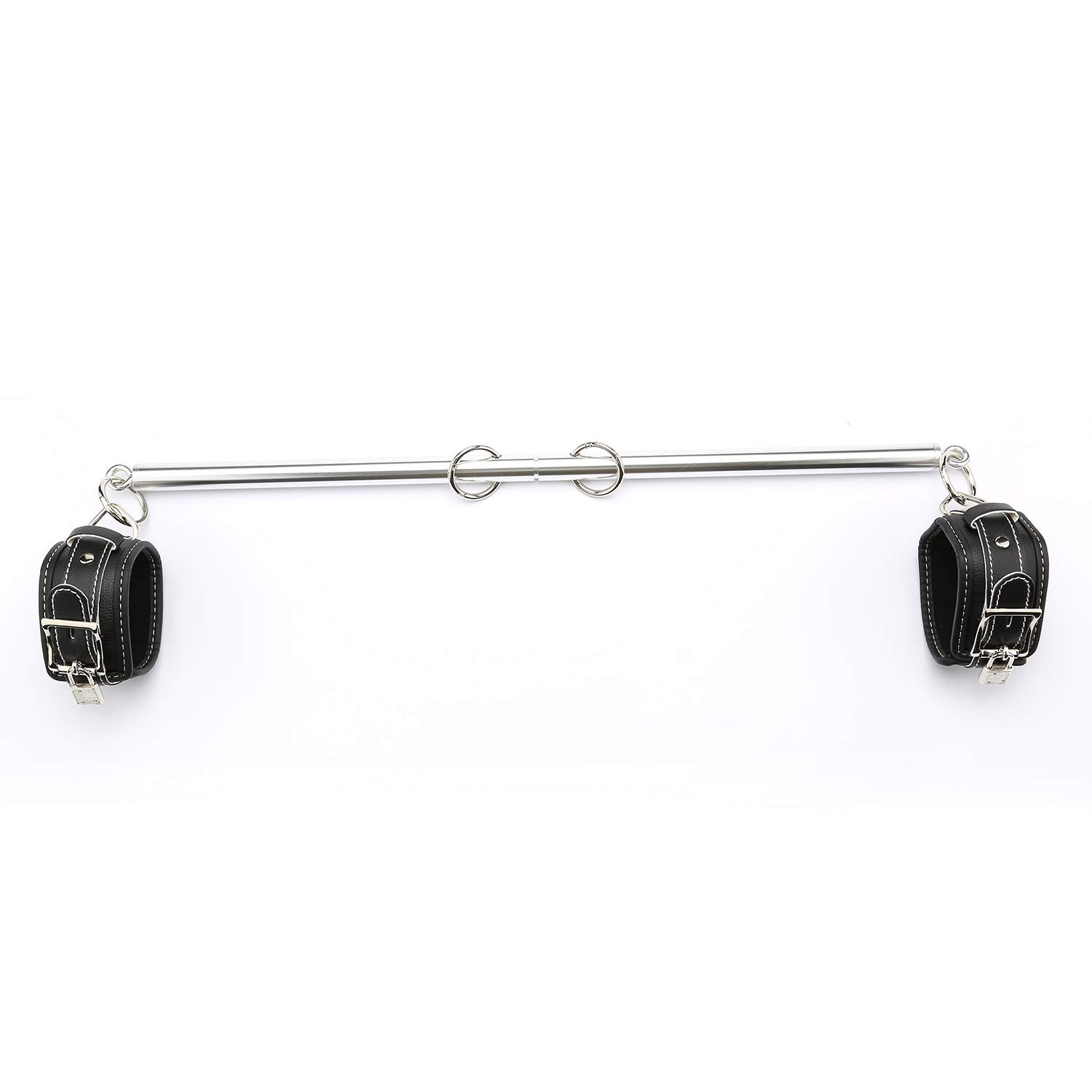EXREIZST Expandable Silver Spreader Bar with 2 Adjustable Black Straps Sports Training Tools Set for Home Gyms (Silver and Black)
