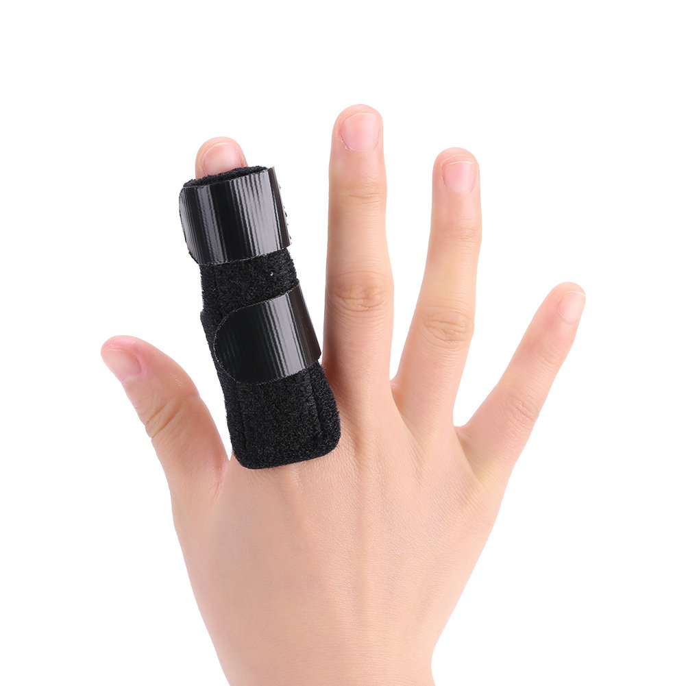 FILFEEL Finger Splint, Adjustable Aluminium Alloy Index Middle Finger Splint Hand Support Tenosynovitis Recovery Brace, Injury Pain Bending Deformation Aid Tools