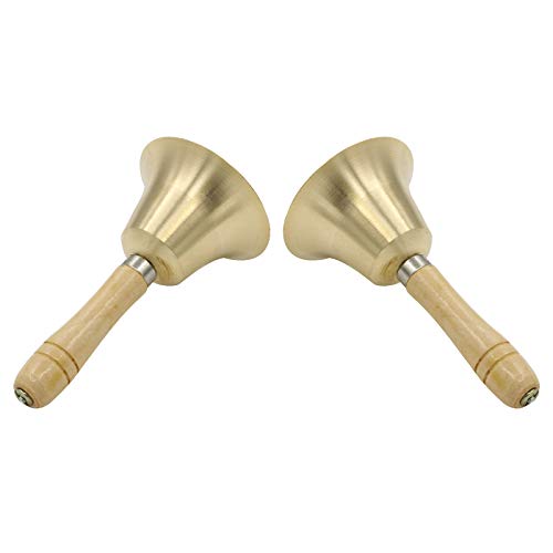 Extra Loud Bell Small Hand Bell Solid Brass Call Bell with Wooden Handle School Bells Dinner Bell Loud Ringing Bell Service Bell Servant Bell Church Bells Sell Celebration Bells Attention Bell