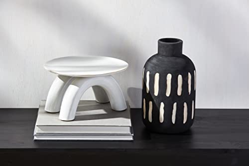 Mud Pie Modern White Stoneware Stand, 6" x 10 1/2" dia, CREAM
