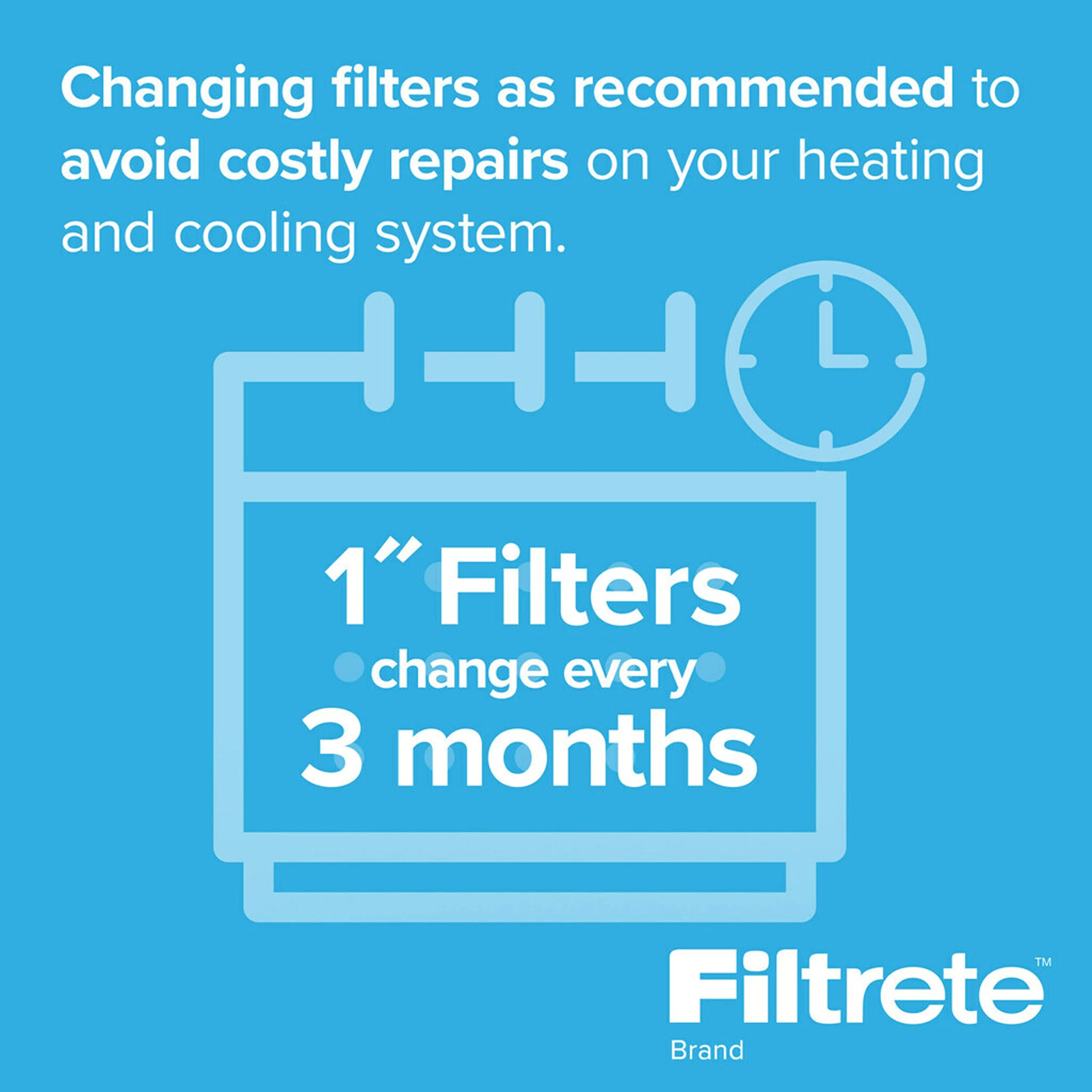 Filtrete 16x25x1 Air Filter, MPR 600, MERV 7, Clean Living Dust Reduction 3-Month Pleated 1-Inch Air Filters, 6 Filters