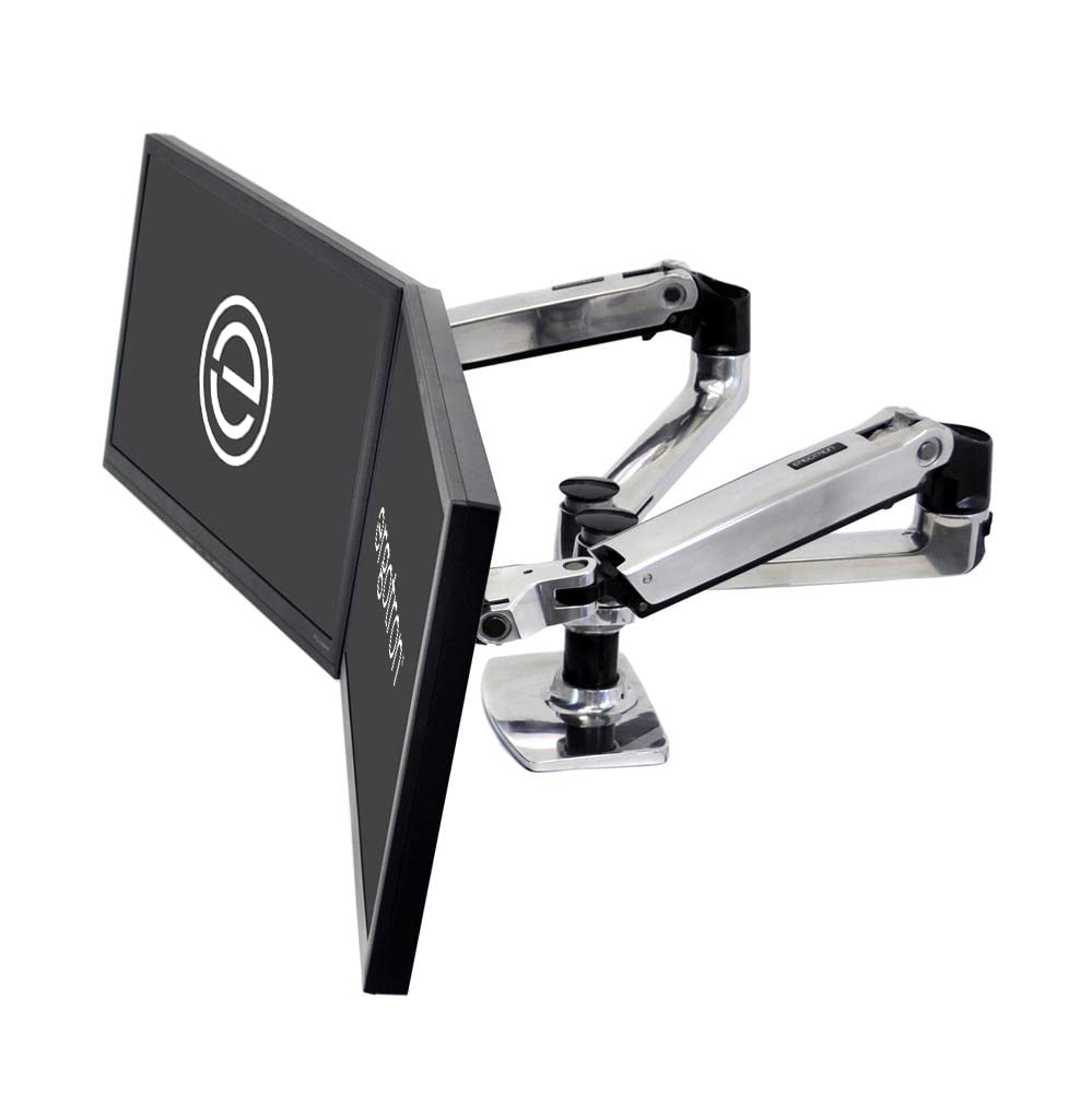 Ergotron â LX Dual Monitor Arm, VESA Desk Mount â for 2 Monitors Up to 27 Inches, 7 to 20 lbs Each â Polished Aluminum