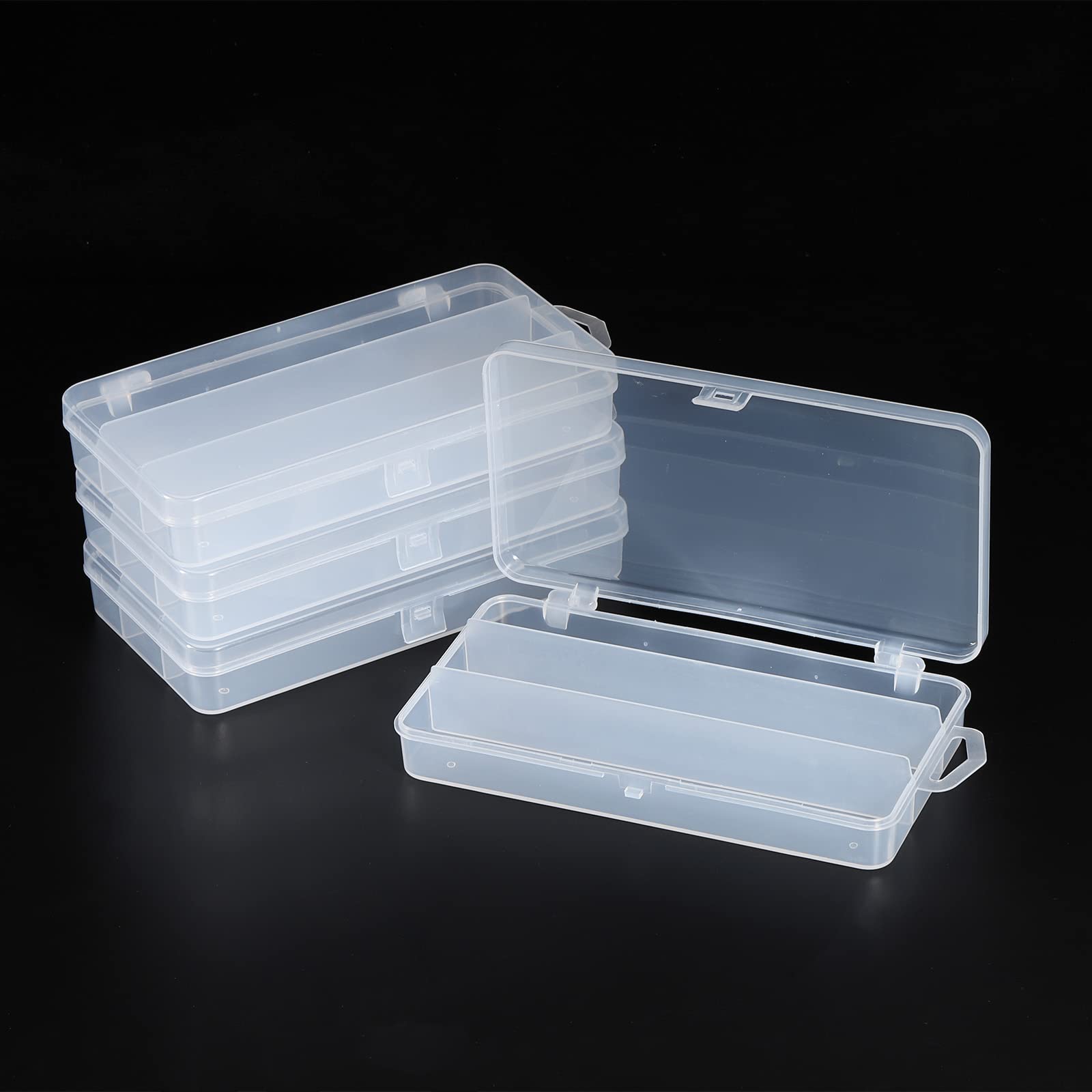 Fishing Tackle Accessory Box, 4 Pack Plastic 3-Grid Fish Lure Bait Hooks Organizer, Clear