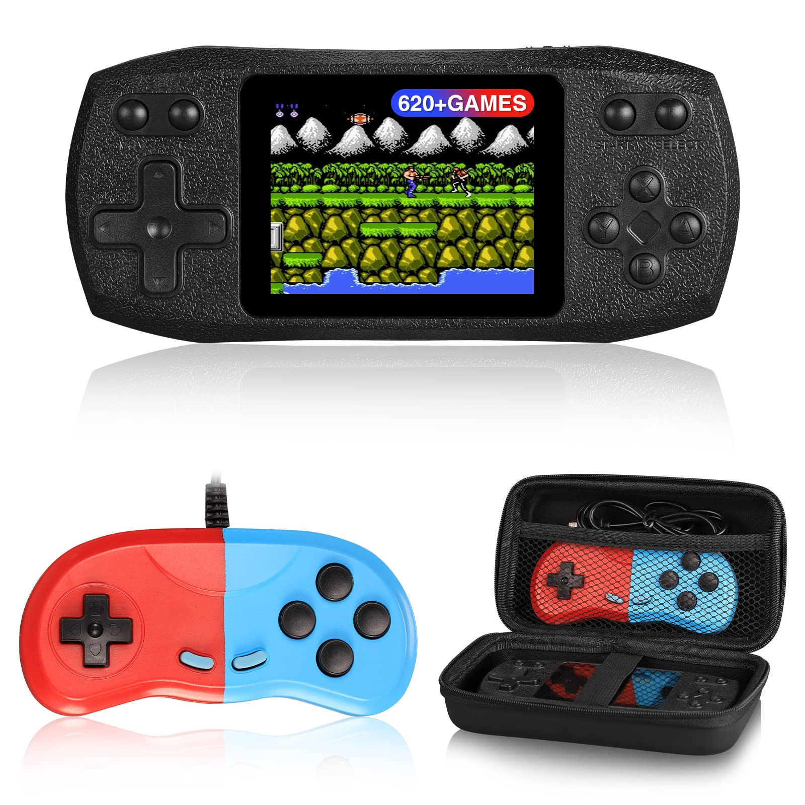 Handheld Game Console - Vaomon Handheld Games for Kids,620+ Classical FC Games,Retro Handheld Game Console with Portable Shell,Rechargeable Video Game Support Connecting TV &2 Players(Premium Black)