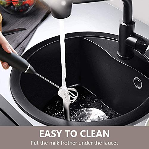 Milk Frother Handheld, Immersion Blender Cordlesss Foam Maker USB Rechargeable Small Mixer with 2 Stainless Whisks,Wisker for Stirring 3-Speed Adjustable Mini Frother for Cappuccino Latte Coffee Egg