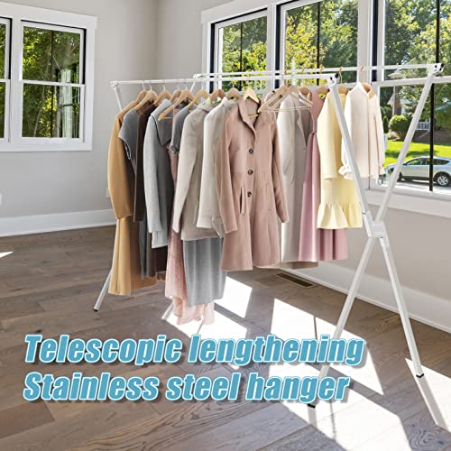 OShuKang Foldable Clothes Rack, 80-Inch Stainless Steel Clothes Rack, Simple Style, Can Be Used Indoors and Outdoors(LYJ-2000