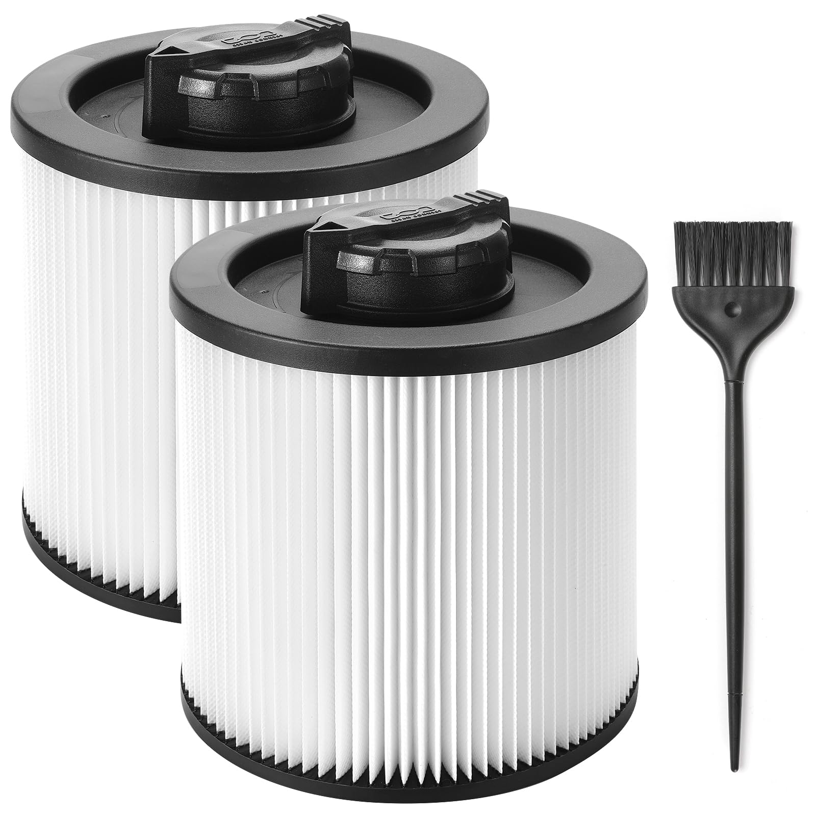 Gazeer 2-Pack DXVC6910 Cartridge Filter Replacement with Black Brush for DEWALT 6-16 Gallon Wet/Dry Shop Vac Fits DeWalt DXV06P DXV09P DXV10P DXV10SA DXV12P DXV14P DXV16P(NOT FOR DXV08S 8 Gallon)