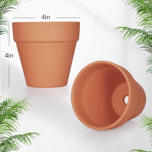 FCFKUK 4 inch Terracotta Clay Pots, 27 Pack Clay Flower Pots with Drainage, Great for Plants, DIY, Crafts, Wedding