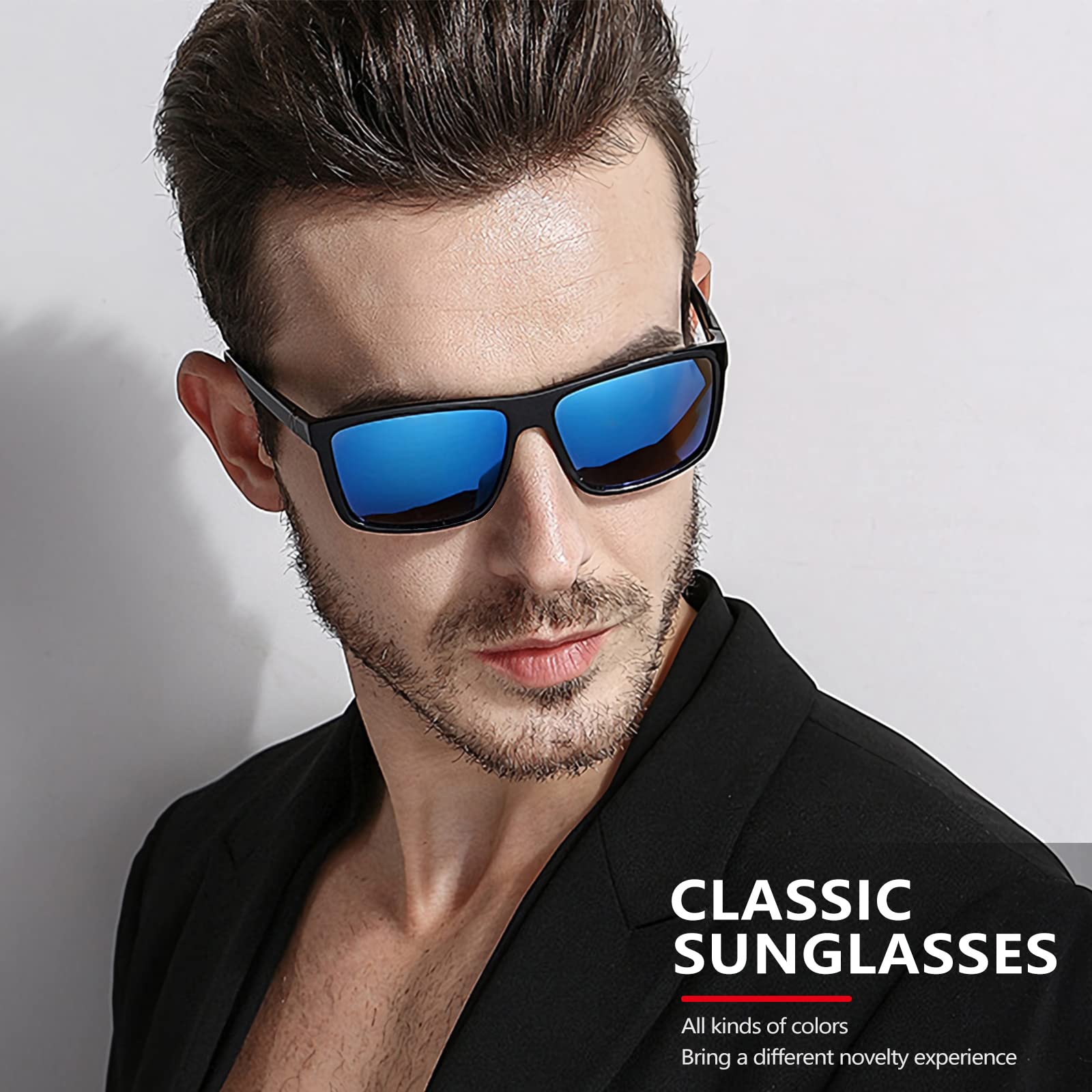 FURISHQI 3 PACK Square Polarized Sunglasses for Men Vintage Style Driving Travel Sun Glasses 100% UV Protection Goggles