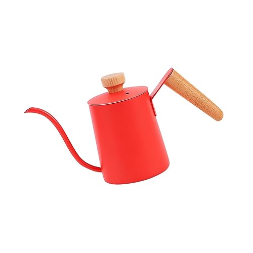 gazechimp Drip Coffee Kettle Pour over Kettle 350ml Anti Hot Wooden Handle Coffee Tea Pot Gooseneck Kettle for Office Coffee Shop Camping Home Kitchen, red