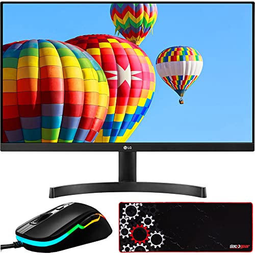 LG 24ML600M-B 24" FHD IPS LED 1920x1080 AMD FreeSync 3-Side Borderless Monitor Bundle with Deco Gear Wired Gaming Mouse and Deco Gear Large Extended Pro Gaming Mouse Pad