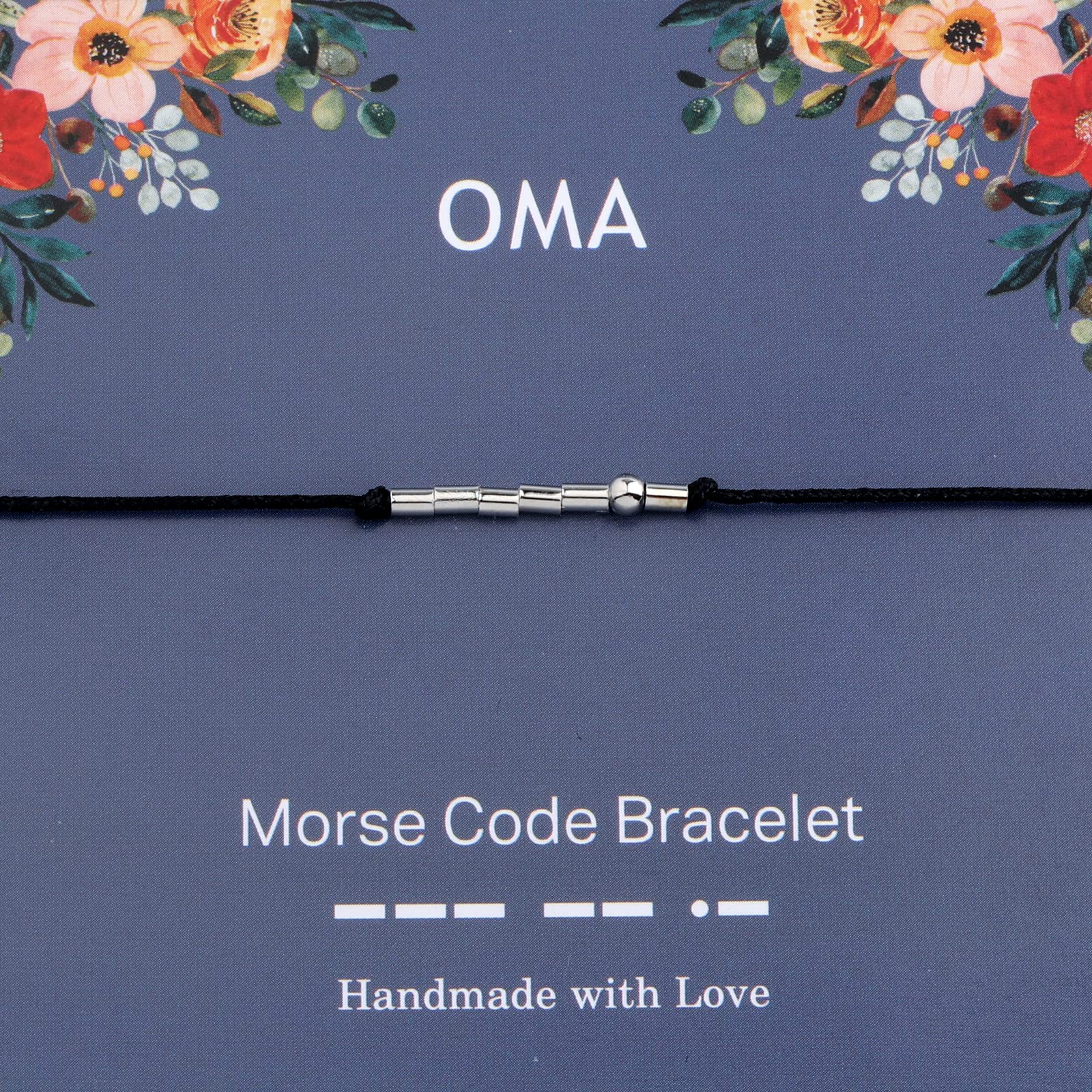 ENSIANTH Oma Gift Grandma Gift Morse Code Bracelet Gift for Grandma Motherโs Day Gift Grandma Bracelet New Grandma Gift (Oma MC Bra)