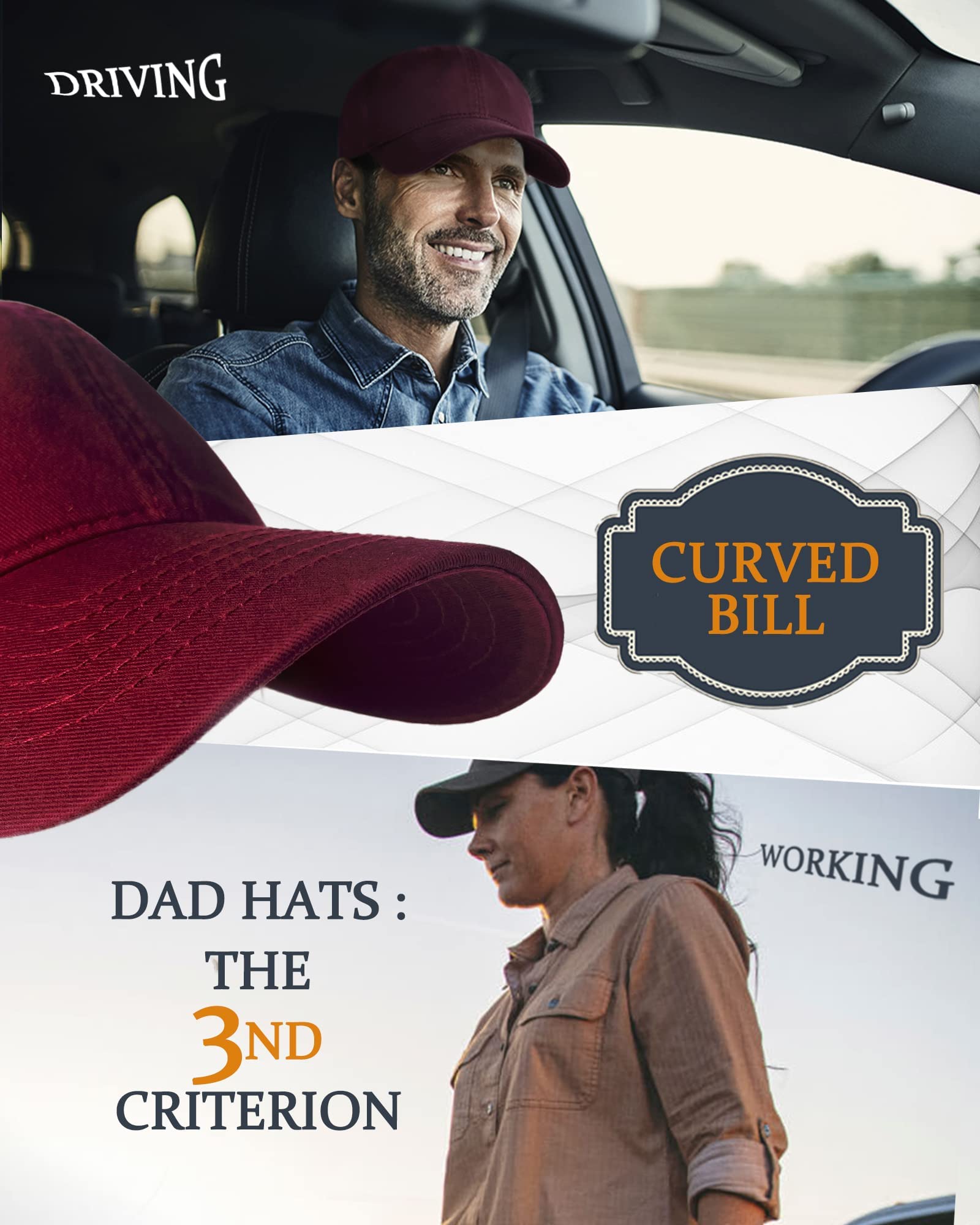 FURTALK Men and Women Vintage Washed Distressed Cotton Baseball Cap Plain Blank Adjustable Classic Baseball Hat Cap Black/Beige