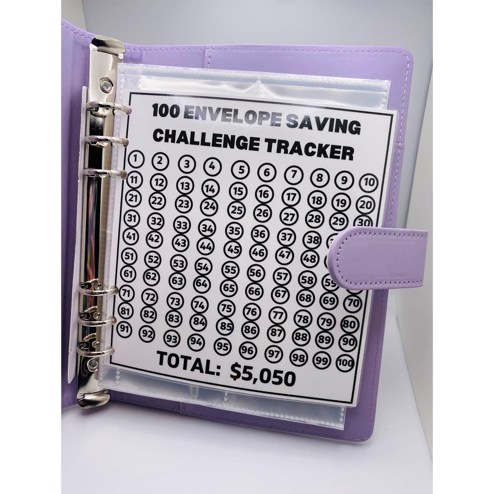 Geohee 100 Envelope Challenge Binder, Easy & Fun Way to Save $5,050, Savings Challenges Budget Book Binder with Cash Envelopes for Budgeting Planner & Saving Money (A-Black)
