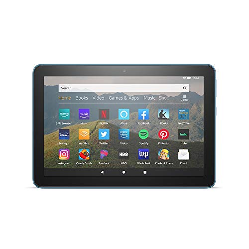 Fire HD 8 Smart Home Bundle including Fire HD 8 Tablet 32 GB Ad-Supported (Twilight Blue) with Blink Mini Camera