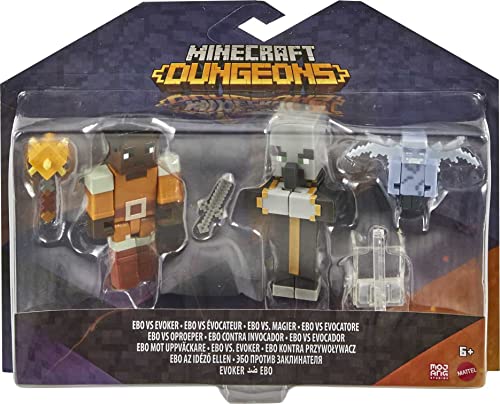 Minecraft Dungeons 3.25" Figures 2-Pk Battle Figures, Great for Playing, Trading, and Collecting, Action and Battle Toy for Boys and Girls Age 6 and Older