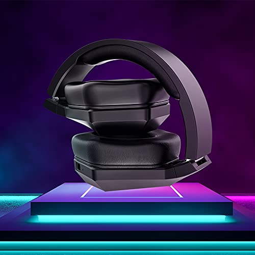 EasySMX IcyEyes L1 Wireless Gaming Headset for PC, PS4, PS5, Mac, Noise Canceling Wireless Headphone with Detachable Mic, Soft Memory Earmuffs, 17 Hours Battery, Surround Sound PS4 Wireless Headphones