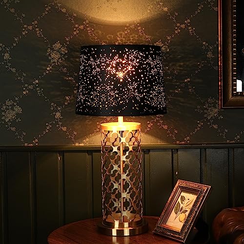 Double Medium Metal Lamp Shades Set of 2, ALUCSET Drum iron Lampshades for Table Lamp and Floor Light,10x12x8 inch (Sky Stars, 2 pcs pack)