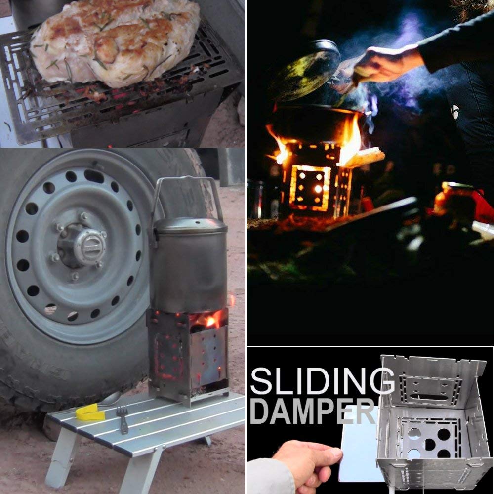 Firebox Bushcraft Camp Stove Kit - Wood Burning/Multi Fuel - Collapsible/Folding - Portable Campfire - Model Gen 2 5 inch / G2-5" Stainless Steel Camping Stove