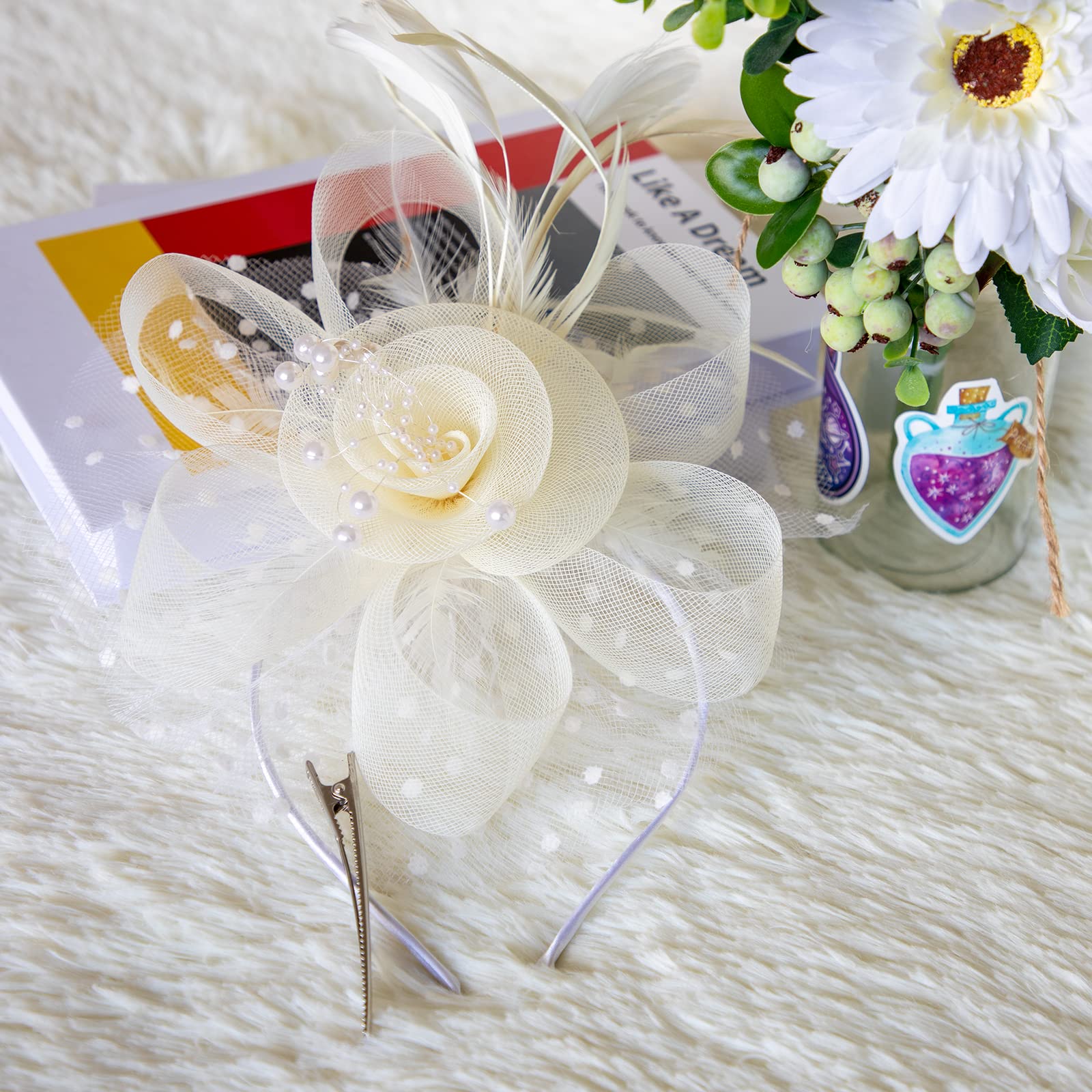 Fascinators for Women Kentucky Derby Hats,Tea Party Hat Headband Hair Clip for Wedding Cocktail