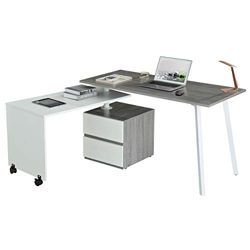 Techni Mobili Rotating Modern Multi-Positional Desk, Grey