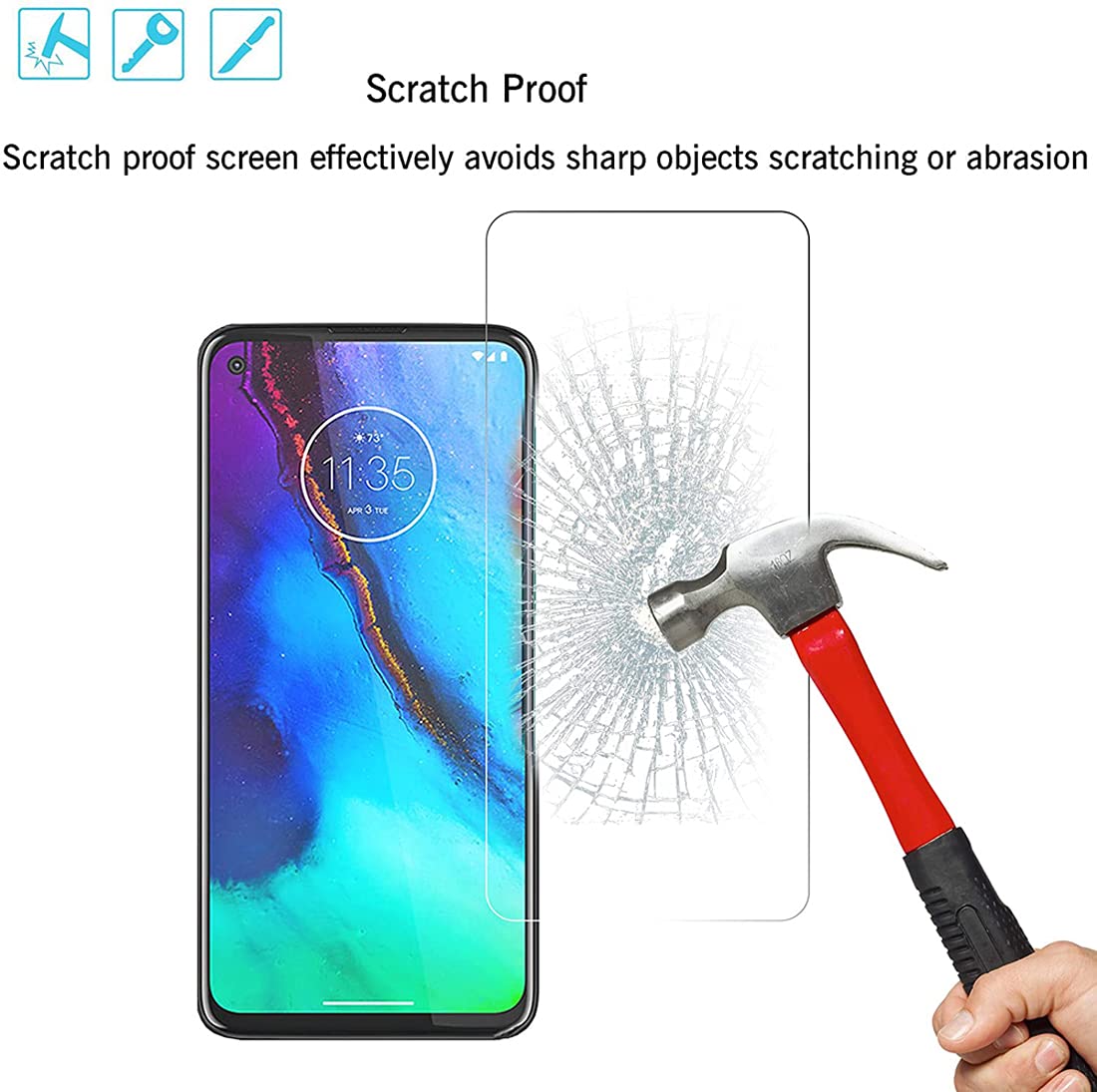 Futanwei [4 Pack] Screen Protector for Vortex Z22 Cell Phone | Vortex Z22 Screen Protectors | Tempered Glass Film | 9H Hardness | HD Transparency | Bubble Free | Anti-Scratch | Anti-Fingerprint