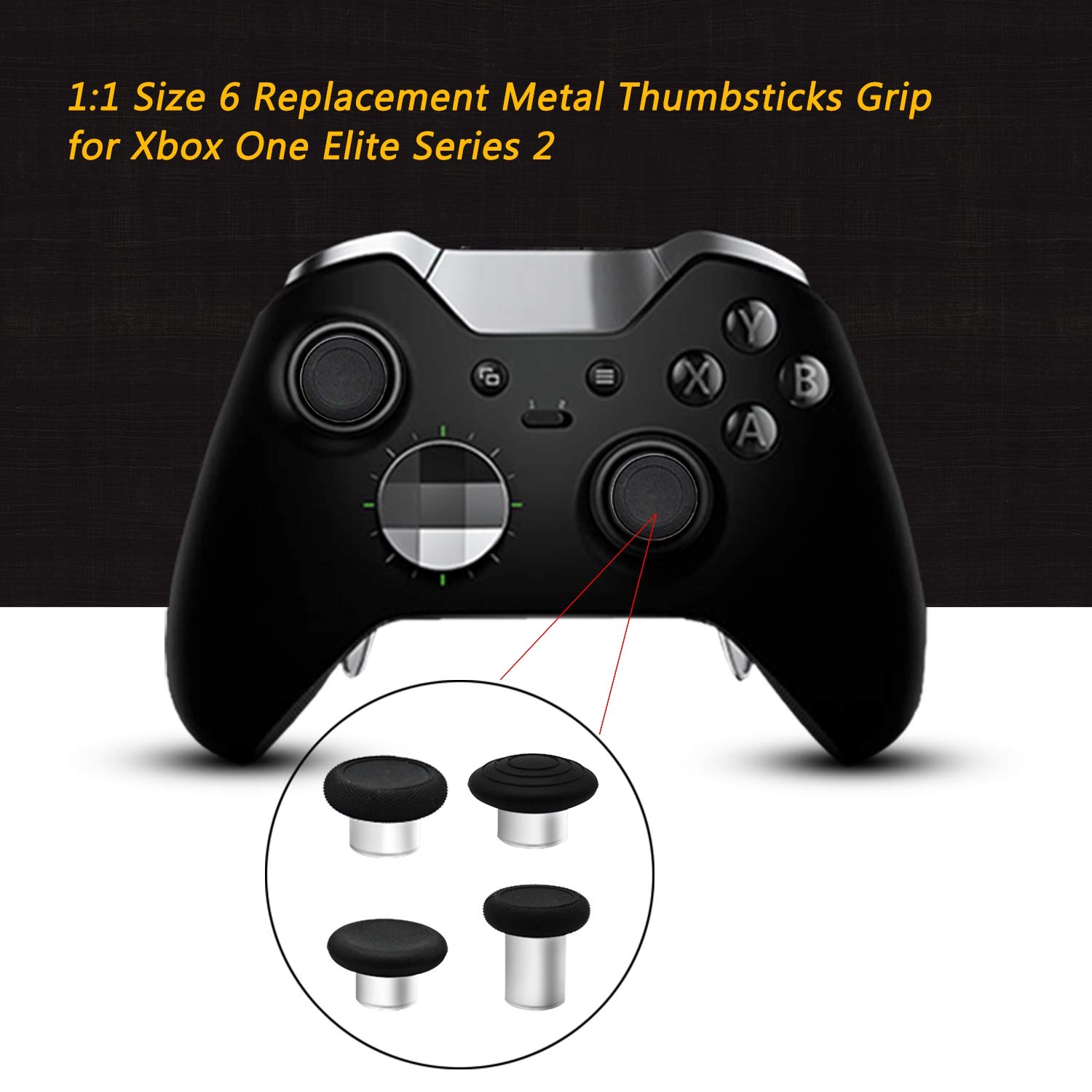 EASEGMER 11 in 1 Metal Magnetic Thumbsticks Analog Joysticks for Xbox one Controller, T8 Screwdrivers Replacement Repair Kit for Xbox One Elite 1/X/S Elite Controller (Gold)
