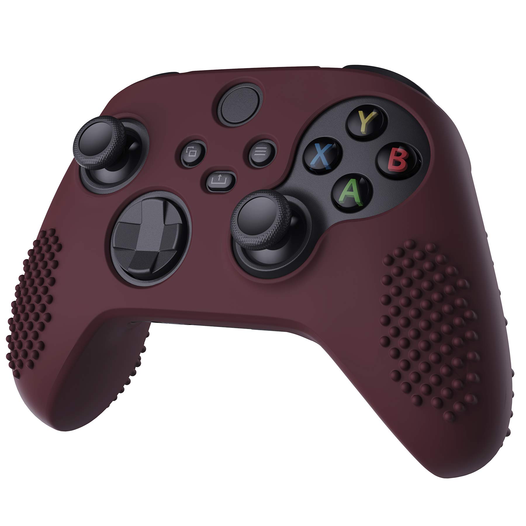 eXtremeRate PlayVital Wine Red 3D Studded Edition Anti-Slip Silicone Cover Skin for Xbox Series X/S Controller, Soft Rubber Case Protector for Xbox Core Wireless Controller with Thumb Grip Caps