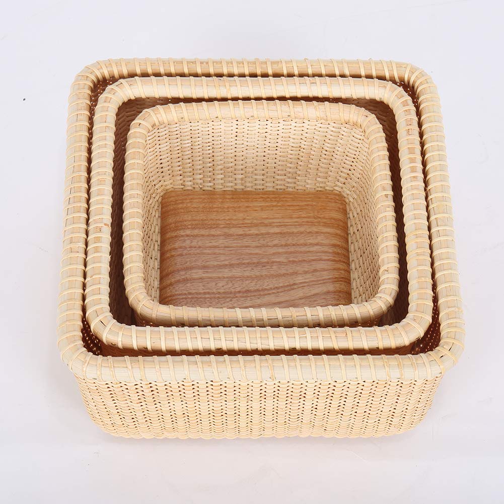 Teng Tian Nantucket Square Rattan Basket, Multi-Purpose Storage, Neutral Color, 11" x 11"