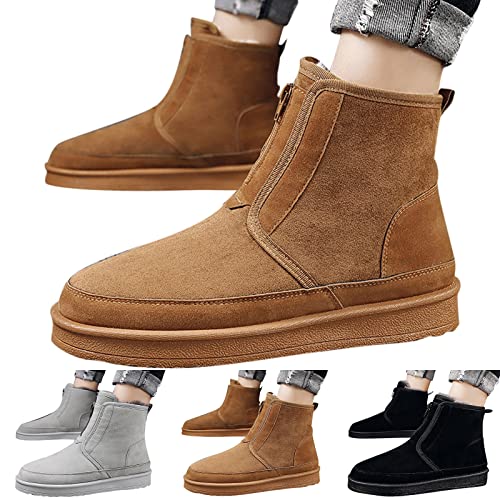 FASDNENDYS Ankle Boots for Women Fashion Winter Men Snow Boots Round Toe Flat Bottom Non Slip Snow Work Shoes for Men