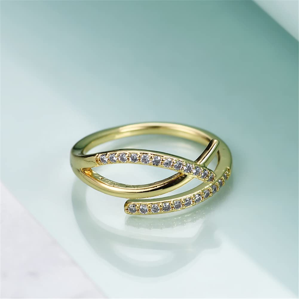 Flower Valley 18K Gold Plated Cubic Zirconia Open Twist Eternity Band for Women