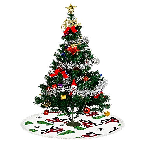 Dream Bay Christmas Tree Skirt,Cartoon Christmas Helicopter Christmas Tree Mat for Xmas Party Decoration 36x36 Inches