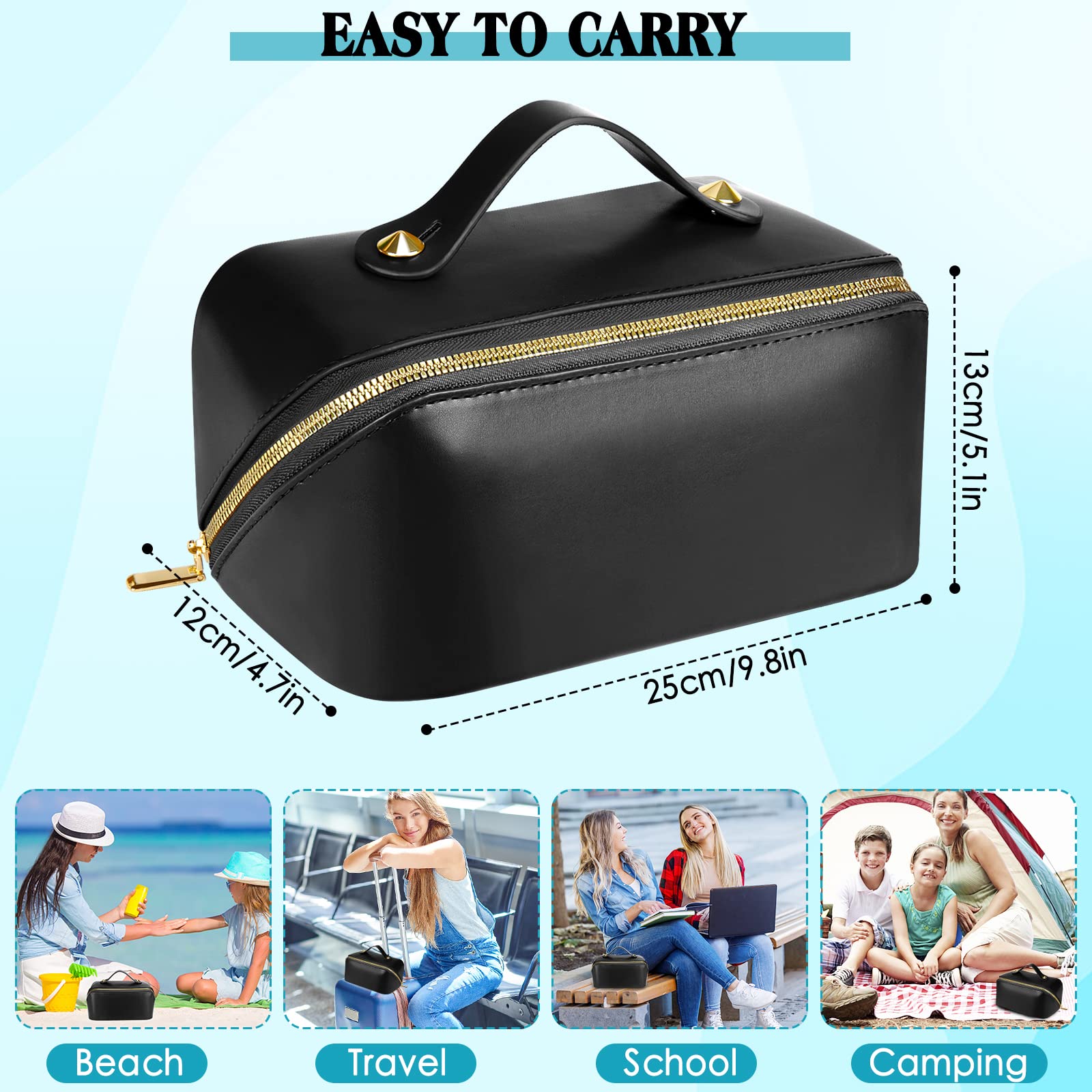 HUANLANG Travel Bag Large Capacity Waterproof PU Leather Organizer Bag for Women