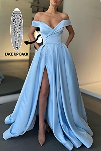 Mermaid Prom Dresses with Pockets for Junior Satin Pleated Formal Evening Gown US18W Hot Pink