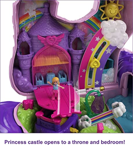 Polly Pocket 2-in-1 Travel Toy Playset, Unicorn Toy with 2 Dolls & 25 Surprise Accessories, Unicorn Party Large Compact