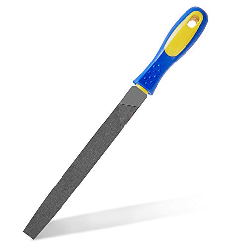 KALIM 8 Inch Flat Hand File with High Carbon Hardened Steel, Ergonomic Grip, Plastic Non-Slip Handle âŚ