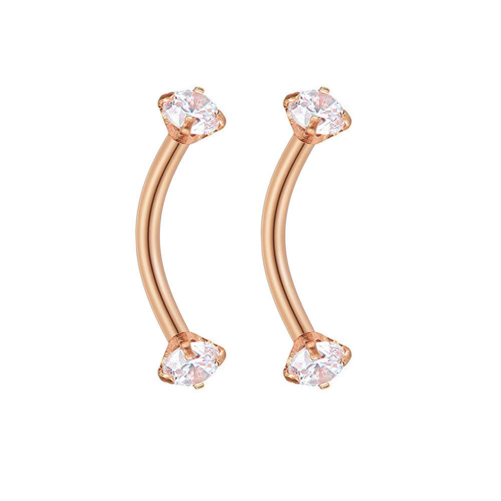 FECTAS 16G Cartilage Helix Earrings Daith Rook Earrings Stainless Steel CZ with Clear Retainers Ear Piercing Pack