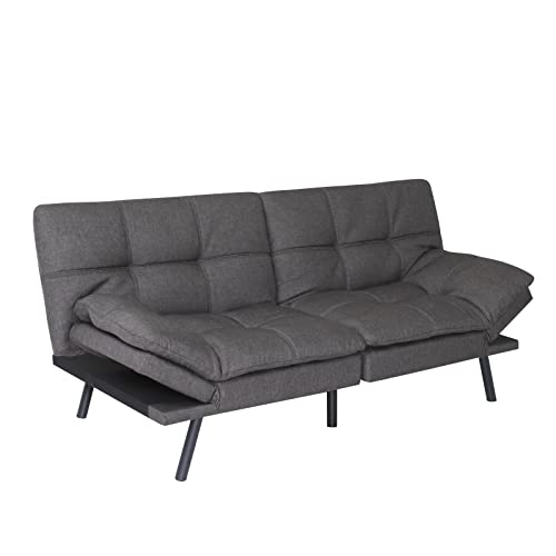 ERYE 3-in-1 Upholstered Napping Futon Sofa Loveseat Convertible Sleeper Couch Bed,Adjustable Both Side 2-Seaters Sofa&Couch Cushions Love Seat Daybed for Home Apartment Office Small Space Living Room